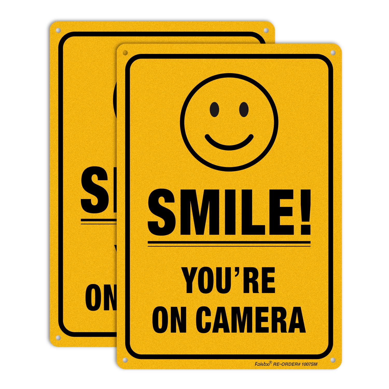 Smile You're On Camera Video Surveillance Sign (2 Pack) - 10 x 7 Inches ...