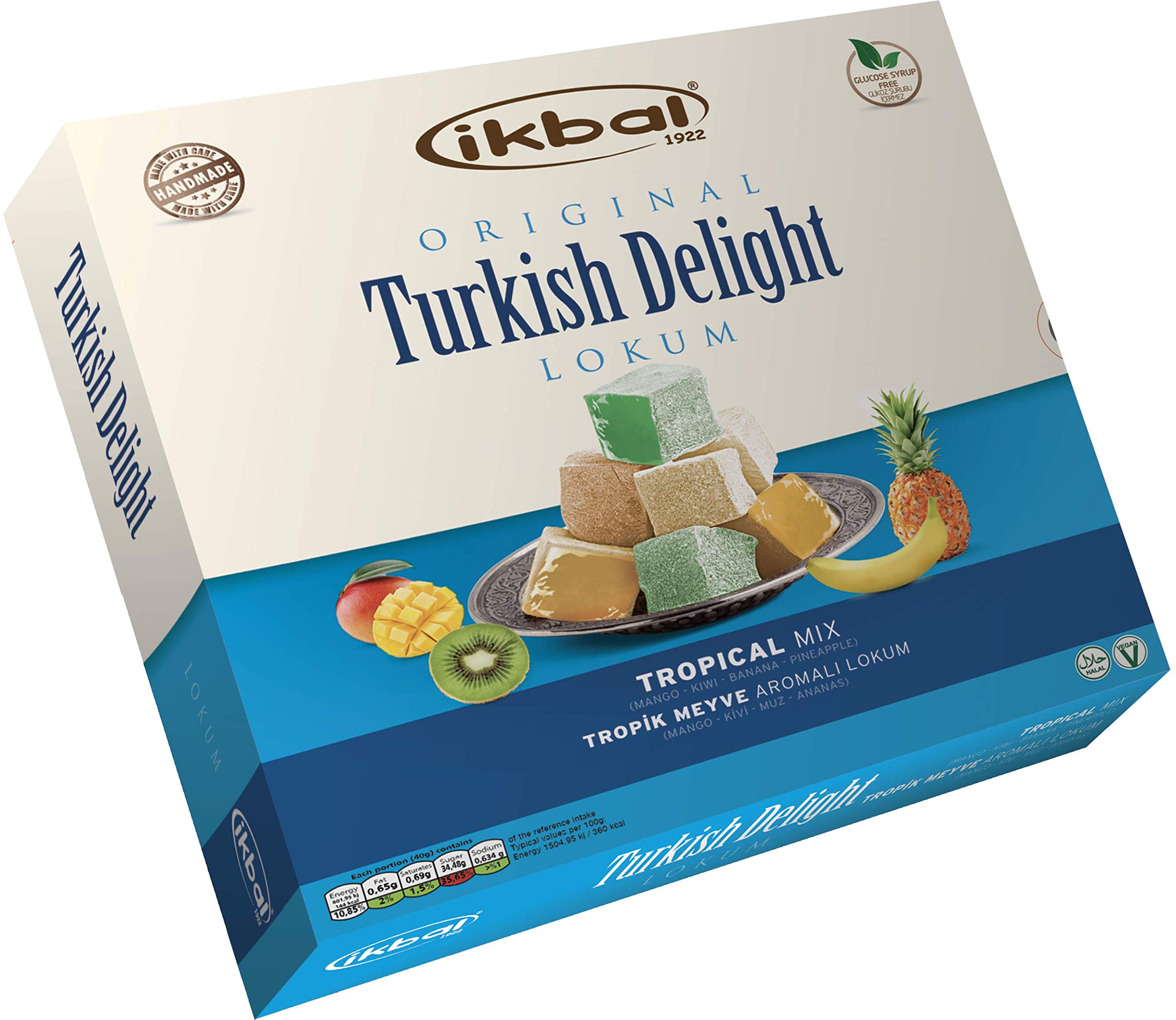 Handmade Ikbal Original Turkish Delight 350g Tropical Mix (Mango,Kiwi ...