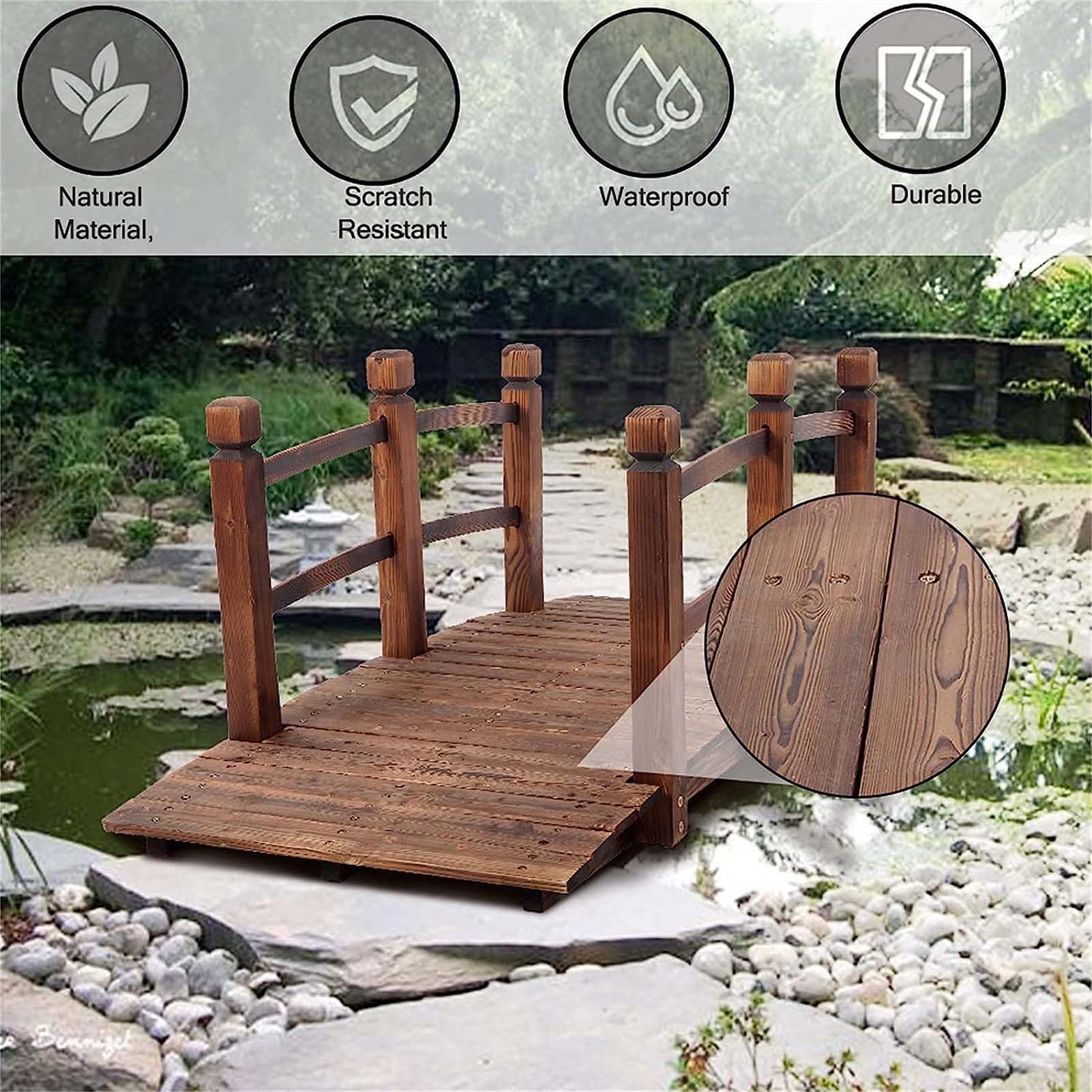 The White Lotus 3 Wood Arch Outsunny 7' Wooden Garden Bridge With ...