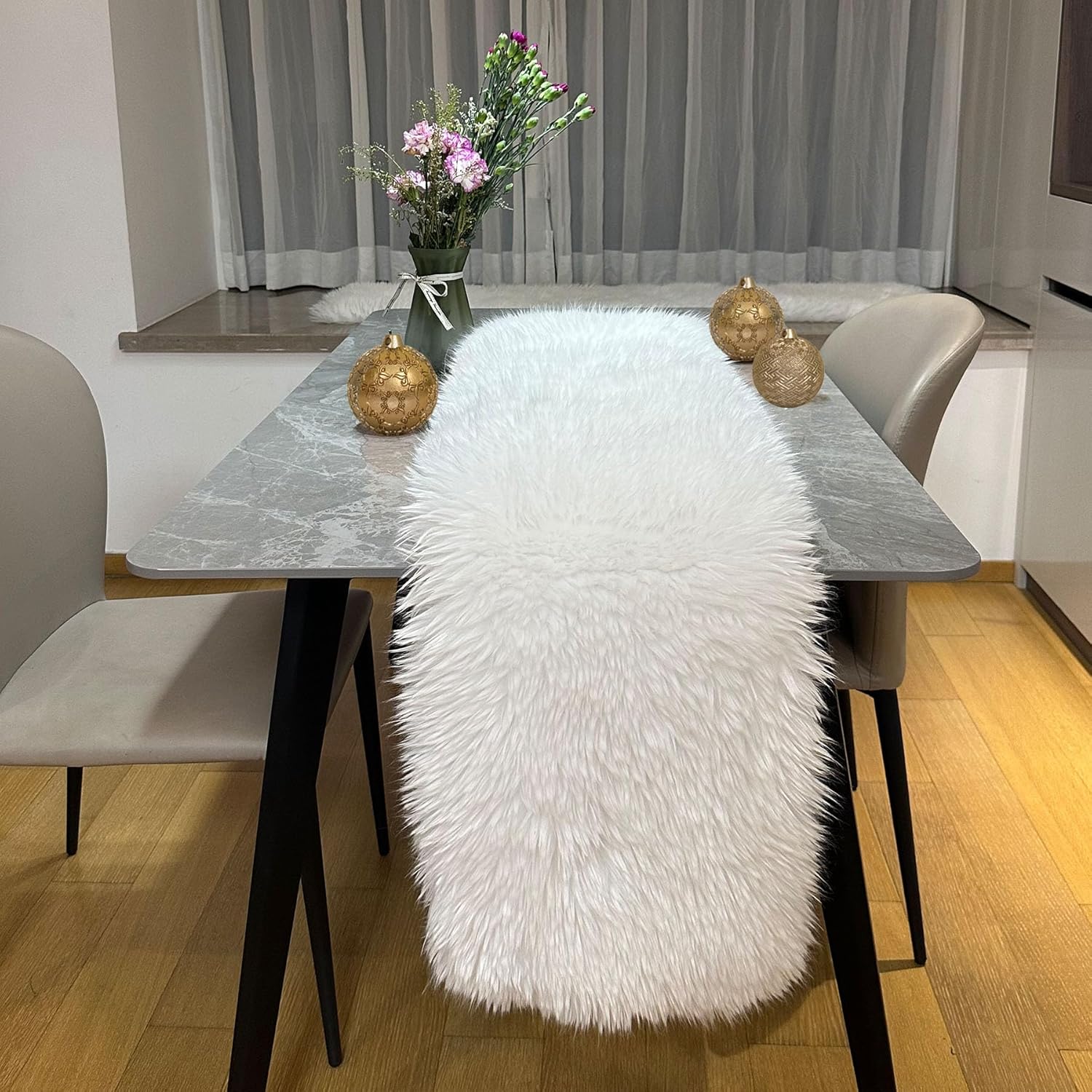 Amazon.com: Table Runner,Christmas Fur Table Runners for Party Birthday ...