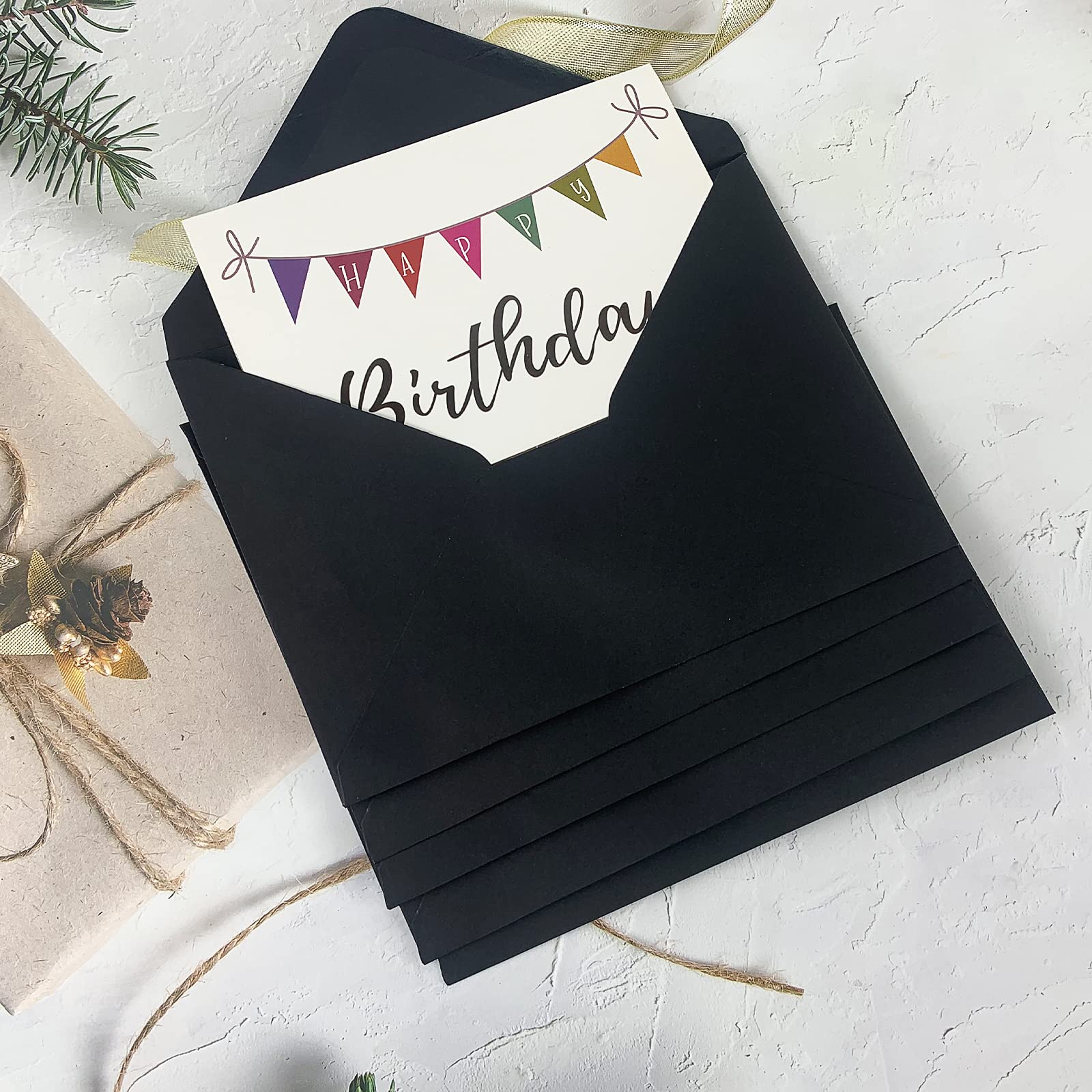 Snapklik.com : 50 Pack Black Envelopes,5x7 Envelopes V Flap,A7 ...