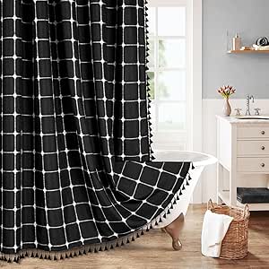 Amazon.com: MitoVilla Black Boho Shower Curtains for Modern Farmhouse Bathroom Decor, Vintage ...