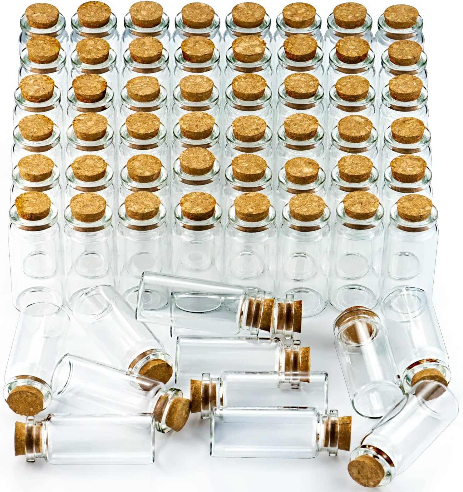 Amazon.com: WFPLUS 60 Pieces 10ml Cork Stopper Glass Bottles - DIY Mini ...