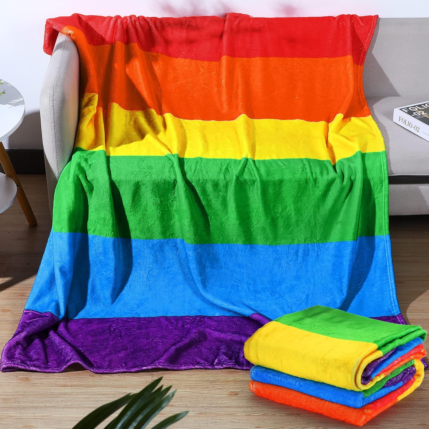 Amazon.com: 2 Pack Pride Rainbow Throw Blanket LGBT Flannel Blanket ...