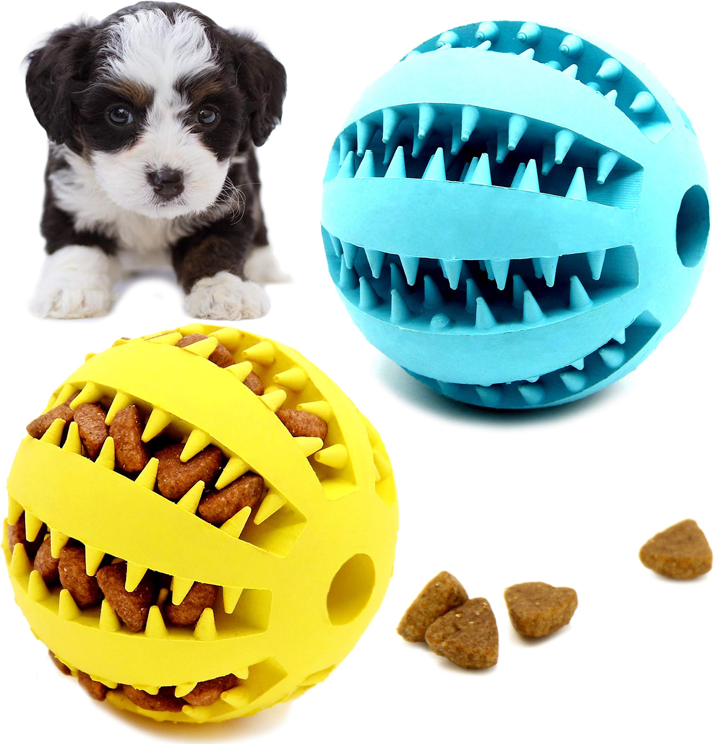 Feixun Pets Dog Treat Toy Ball, Rubber Dog Food Ball,Dog Tooth Cleaning ...