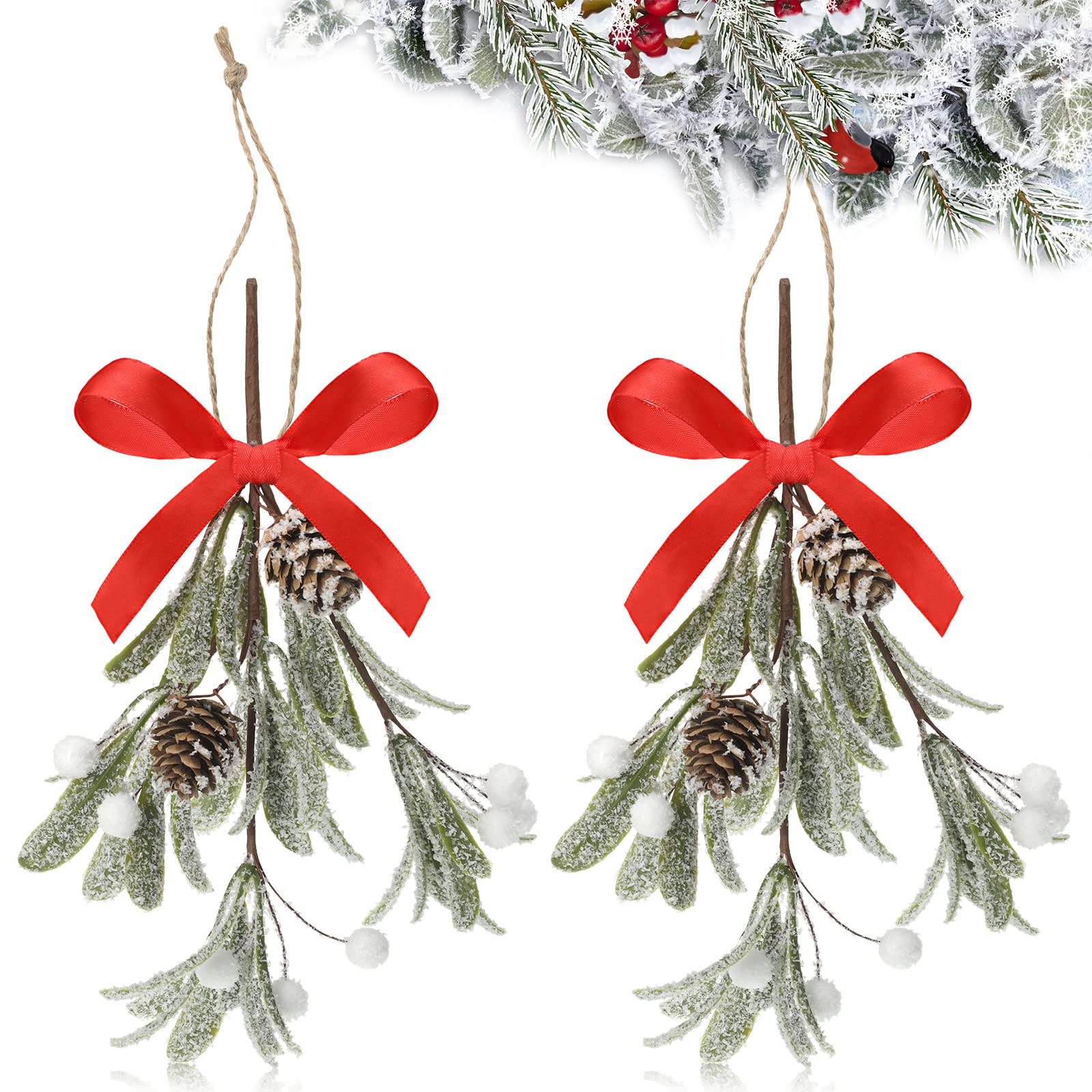 Amazon.com: Giegxin 2 Pieces Christmas Mistletoe Decor Artificial ...