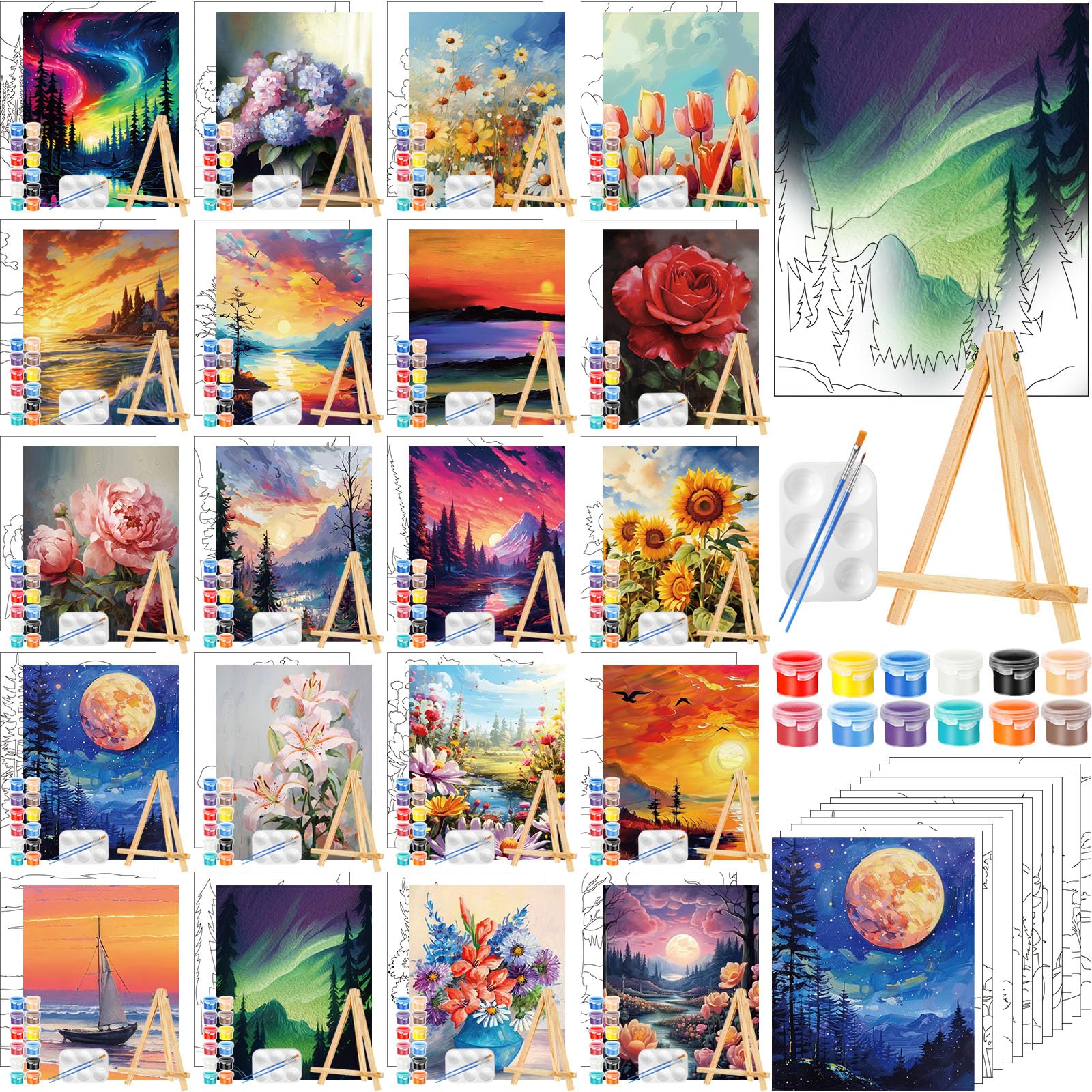 Amazon.com: Zhanmai 20 Pack Pre Drawn Canvas for Painting Drawn Canvas ...