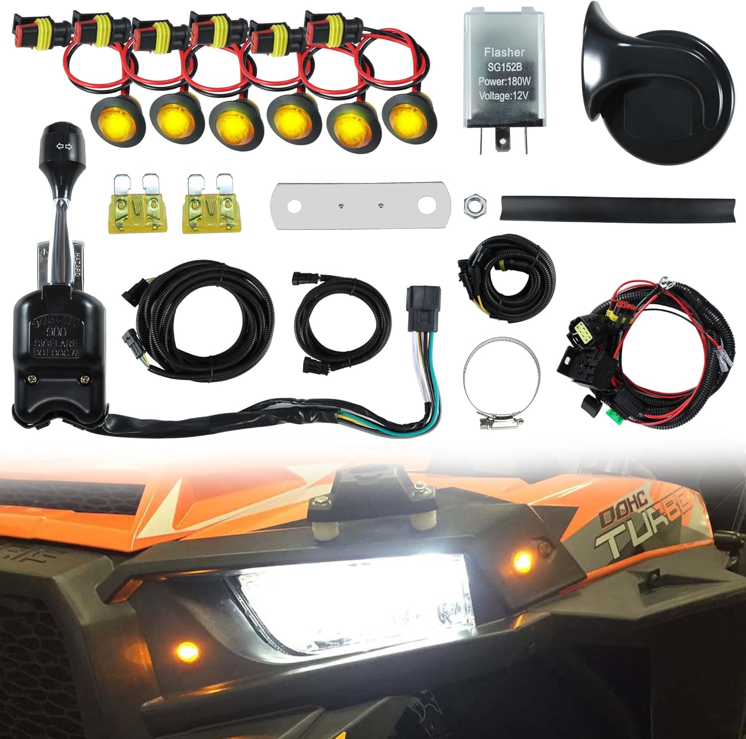 Amazon.com: Universal UTV ATV Turn Signal Kit with Column Turn Switch ...