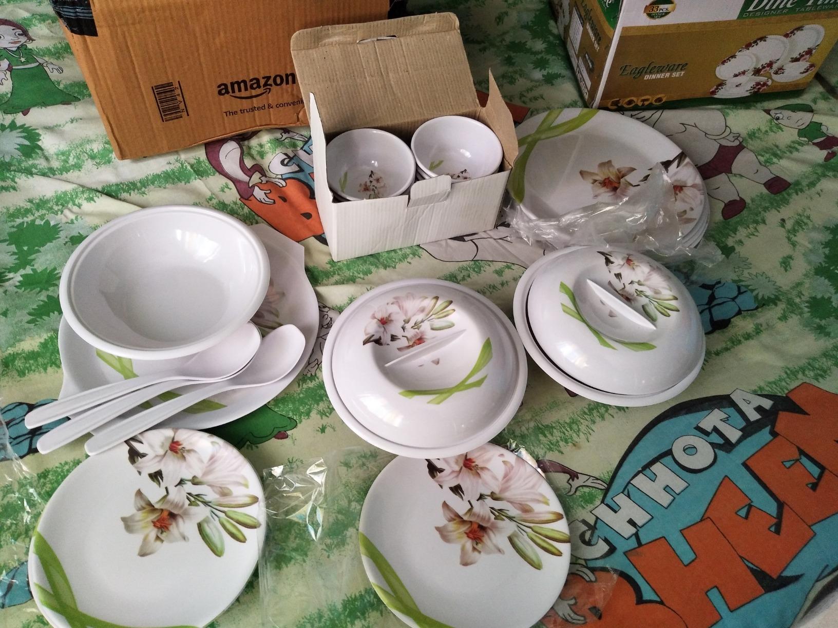 Eagleware Melamine Dinner Set - 33 Pieces, Multicolour : Amazon.in ...