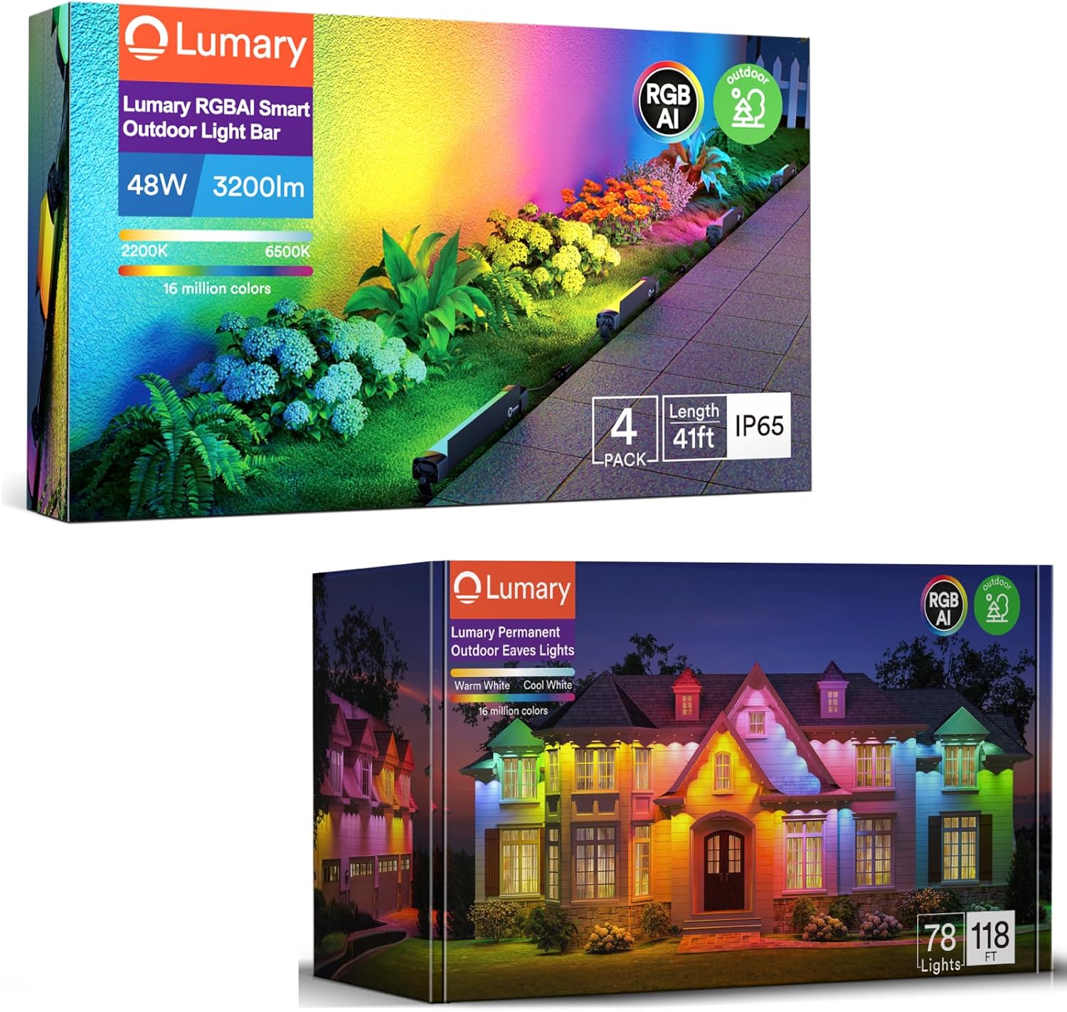 Lumary Smart Outdoor Light Bar Permanent Outdoor Lights 118FT - Amazon.com