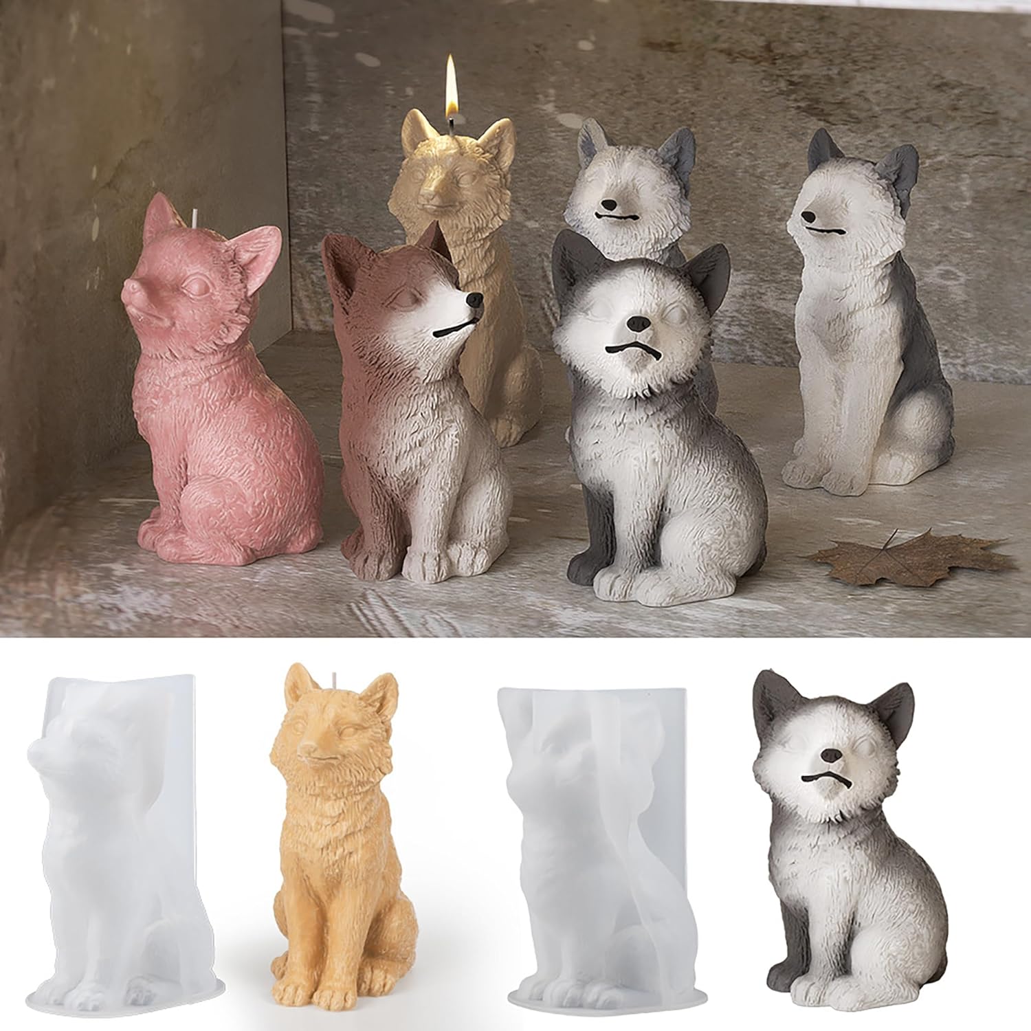 Amazon.com: 2 Pack Fox Candle Mold Fox Soap & Candle Mold - Silicone 3D ...