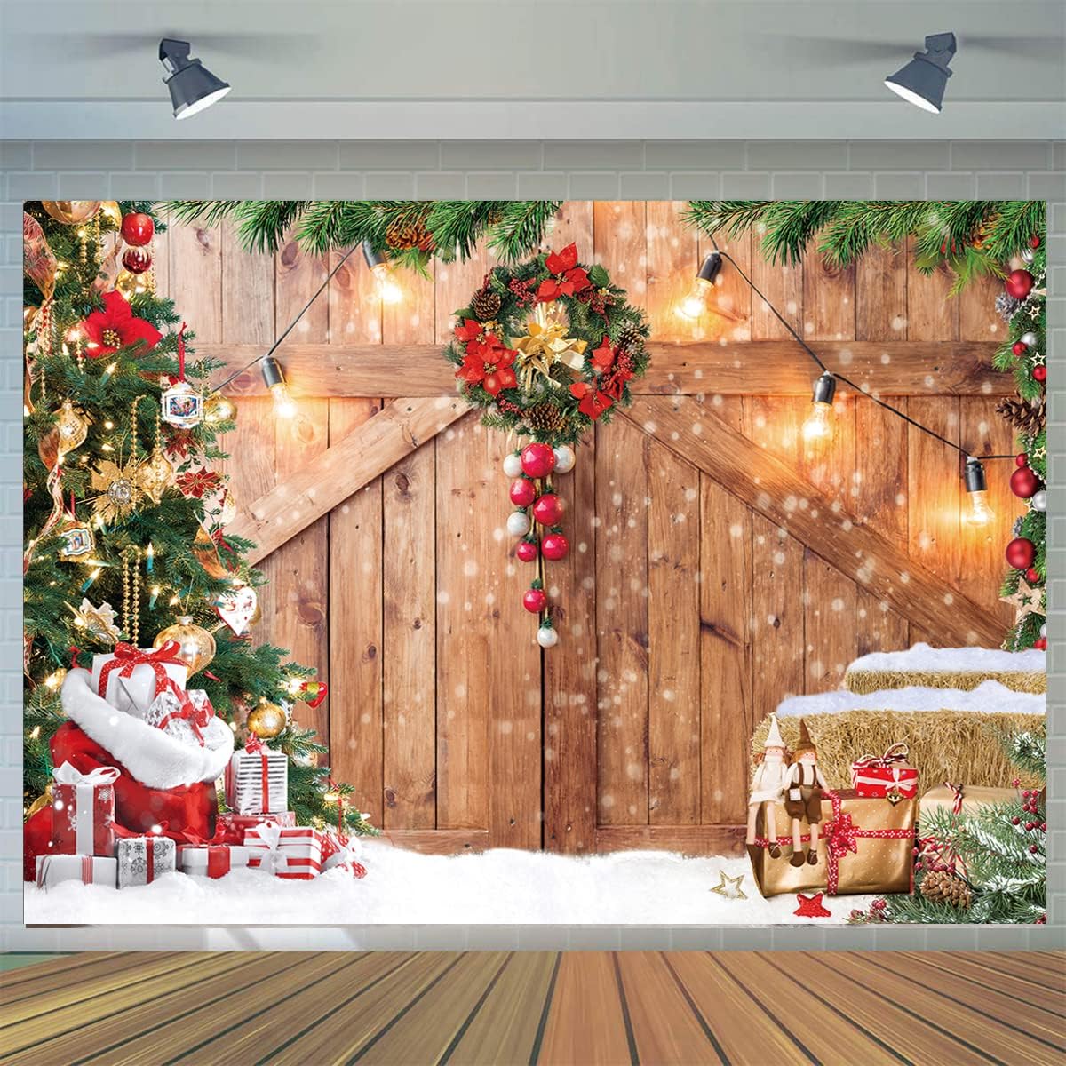 Amazon.com : LYCGS 7X5ft Christmas Backdrop Winter Snow Scene Backdrop ...