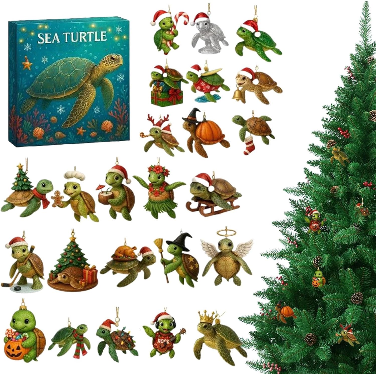 Amazon.com: Sea Turtle Advent Countdown 2025 24 Acrylic Adorable Sea ...