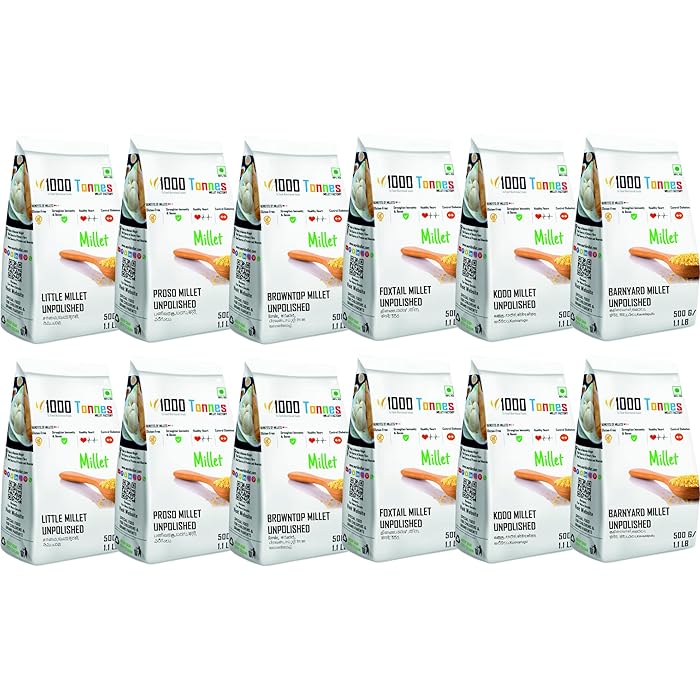 Buy 1000 Tonnes Millet 6Kg Combo Pack of 12 With Browntop (EXPORT ...
