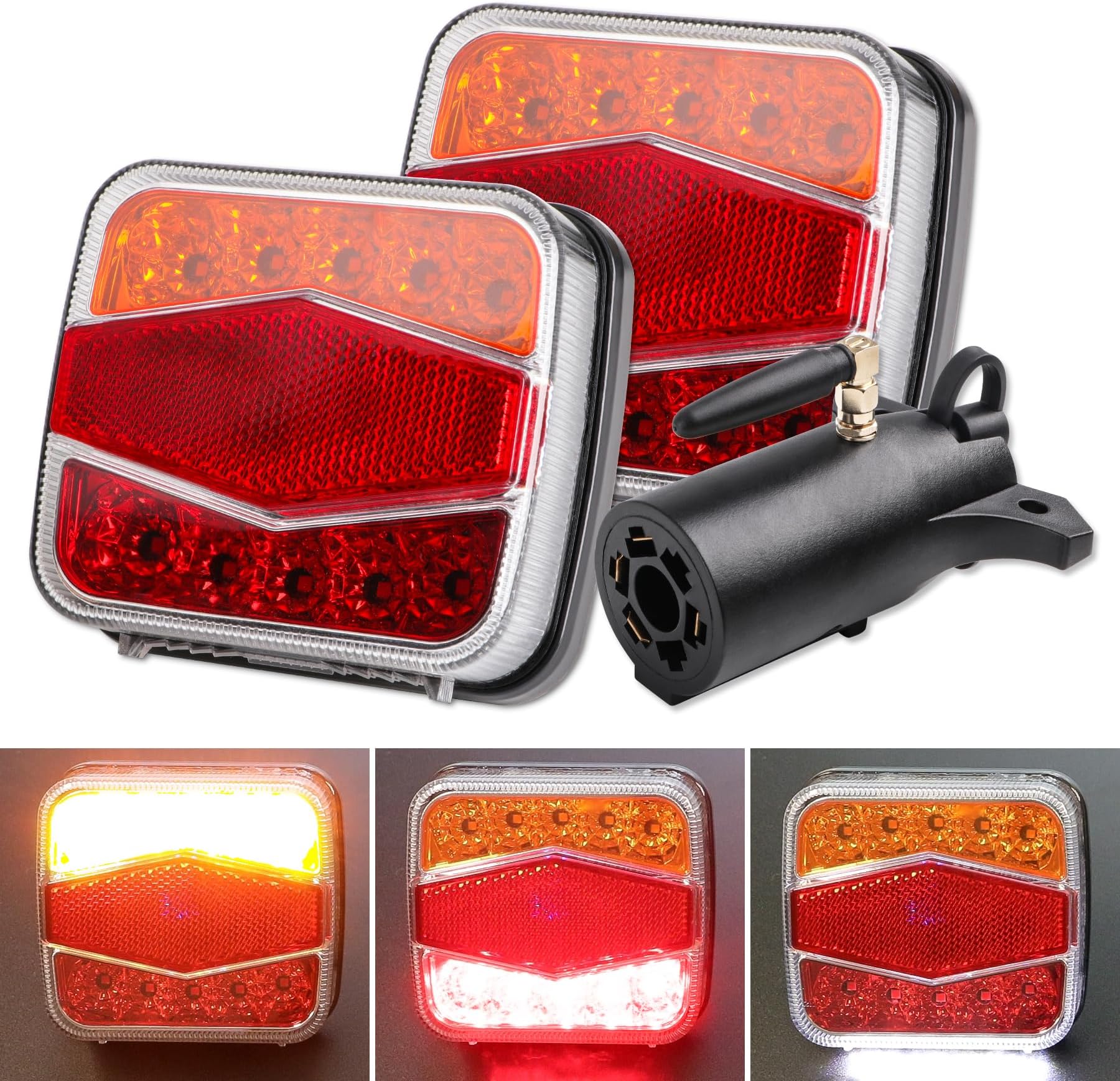 Amazon.com: YOOWEE 2PCS Wireless LED Trailer Lights Kit with 7 Pin Plug ...