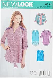 Amazon.com: NEW LOOK 6374 Misses' Shirts with Sleeve and Length Options ...