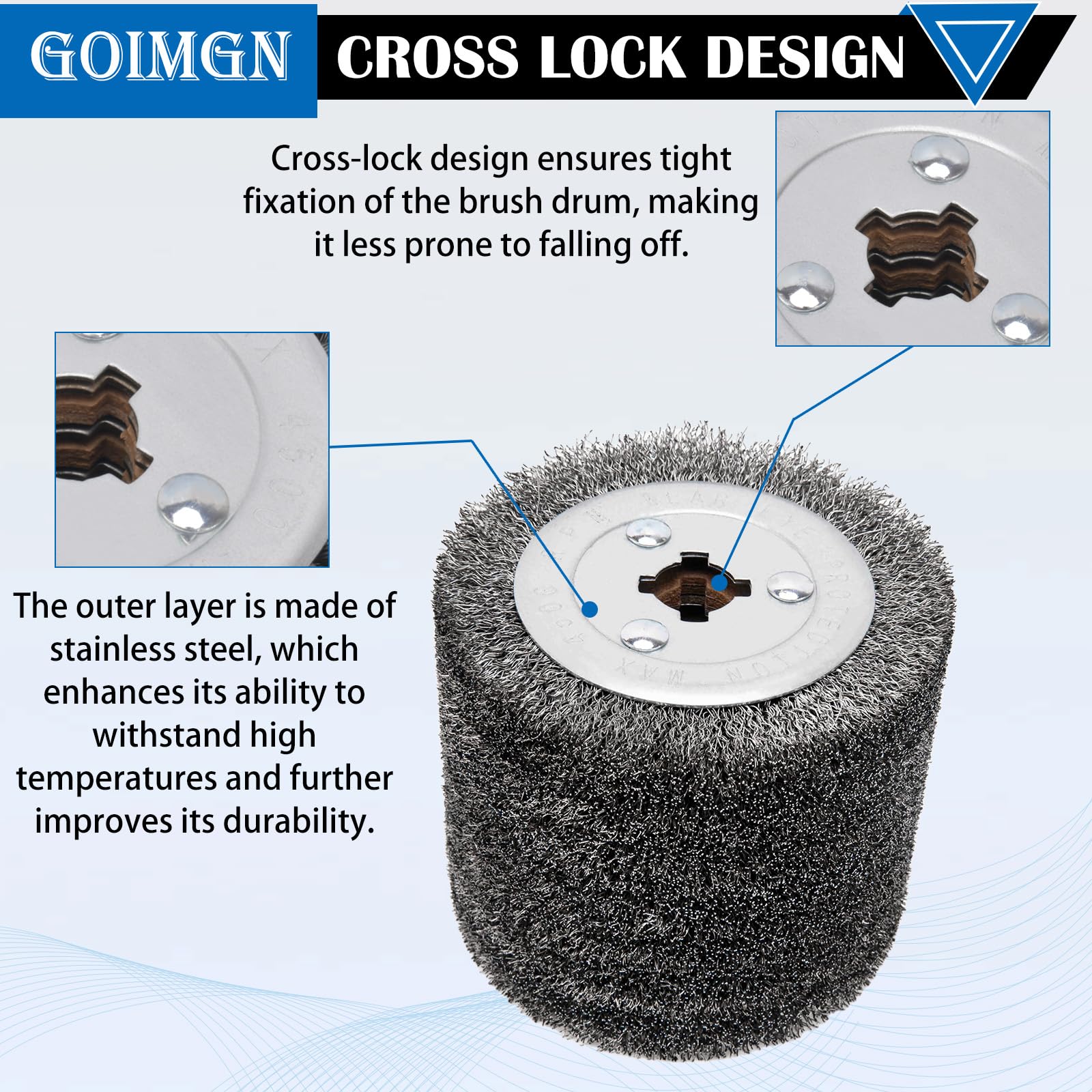 Surface Conditioning Tool 4.7\" X 4\" Stainless Steel Wire Brush Drum ...
