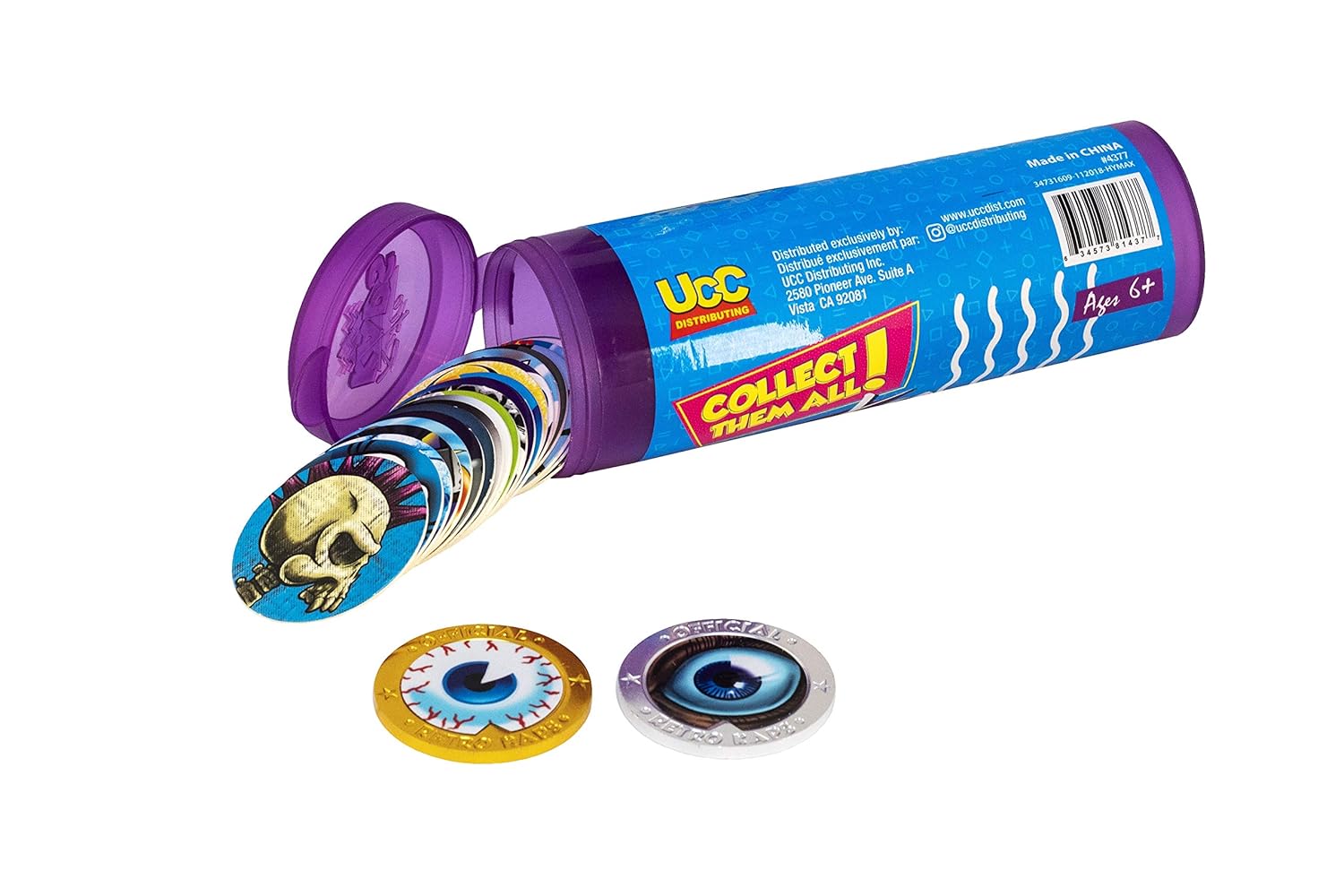 Buy Pog Retro Kaps Neon Purple Storage Tube Starter Set Game Includes ...