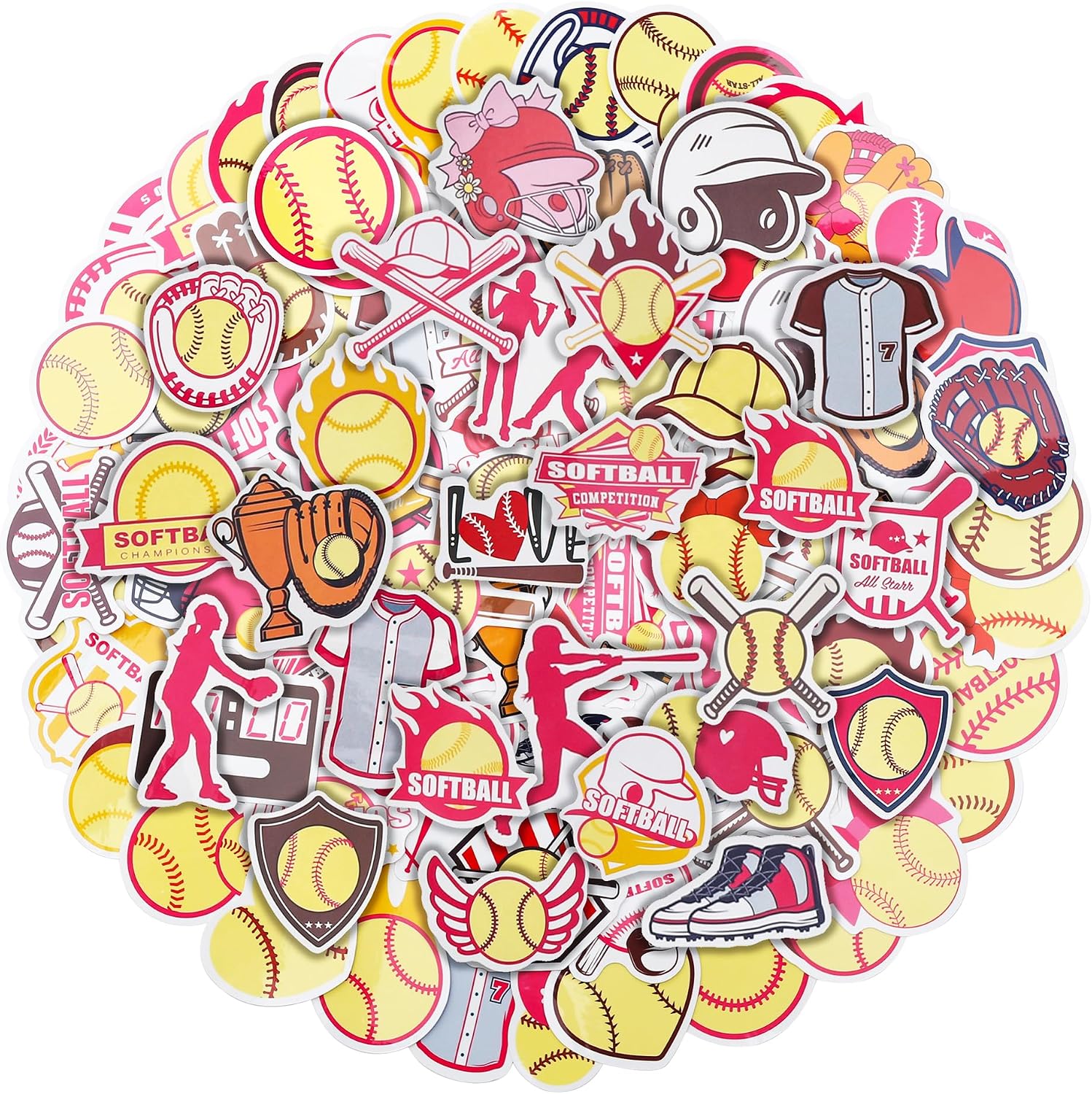 Amazon.com: 100 Pack Softball Stickers for Girls, Softball Party Favors ...
