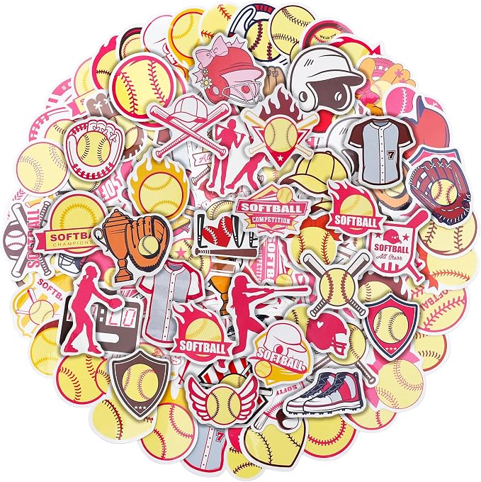 Amazon.com: 100 Pack Softball Stickers for Girls, Softball Party Favors ...