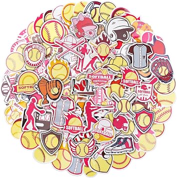 Amazon.com: 100 Pack Softball Stickers for Girls, Softball Party Favors ...