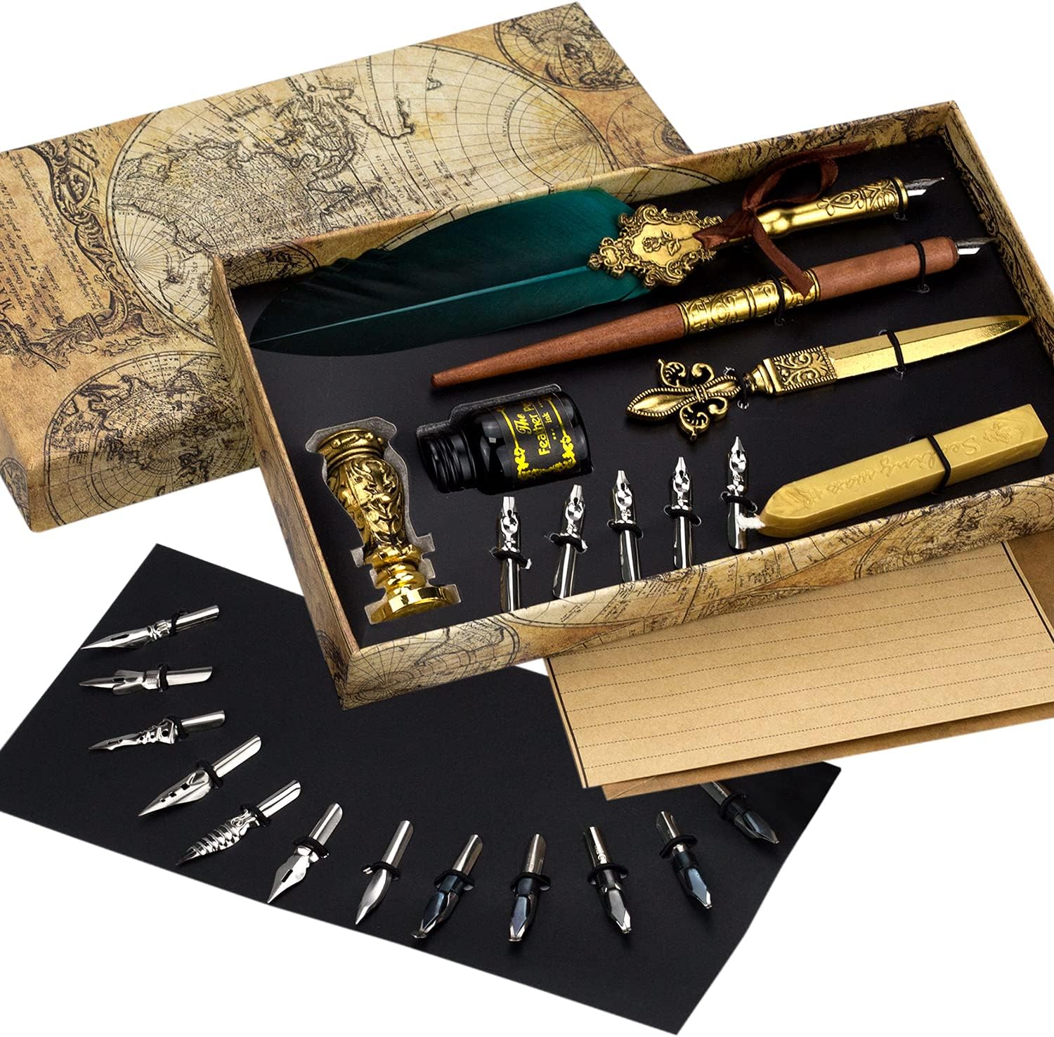 Amazon.com : Feather Quill Pen and Ink Set, Vintage Calligraphy Dip Pen ...