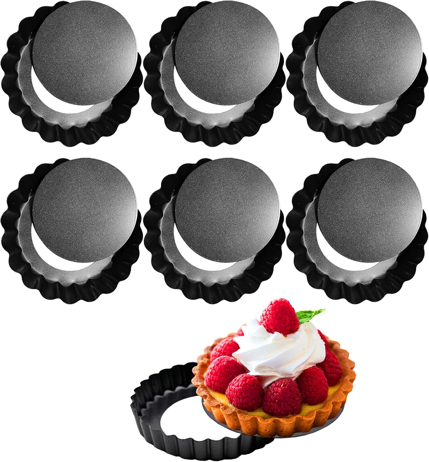 Amazon.com: 6 Pack Mini Tart Pans 4 Inch with Removable Bottom Round ...