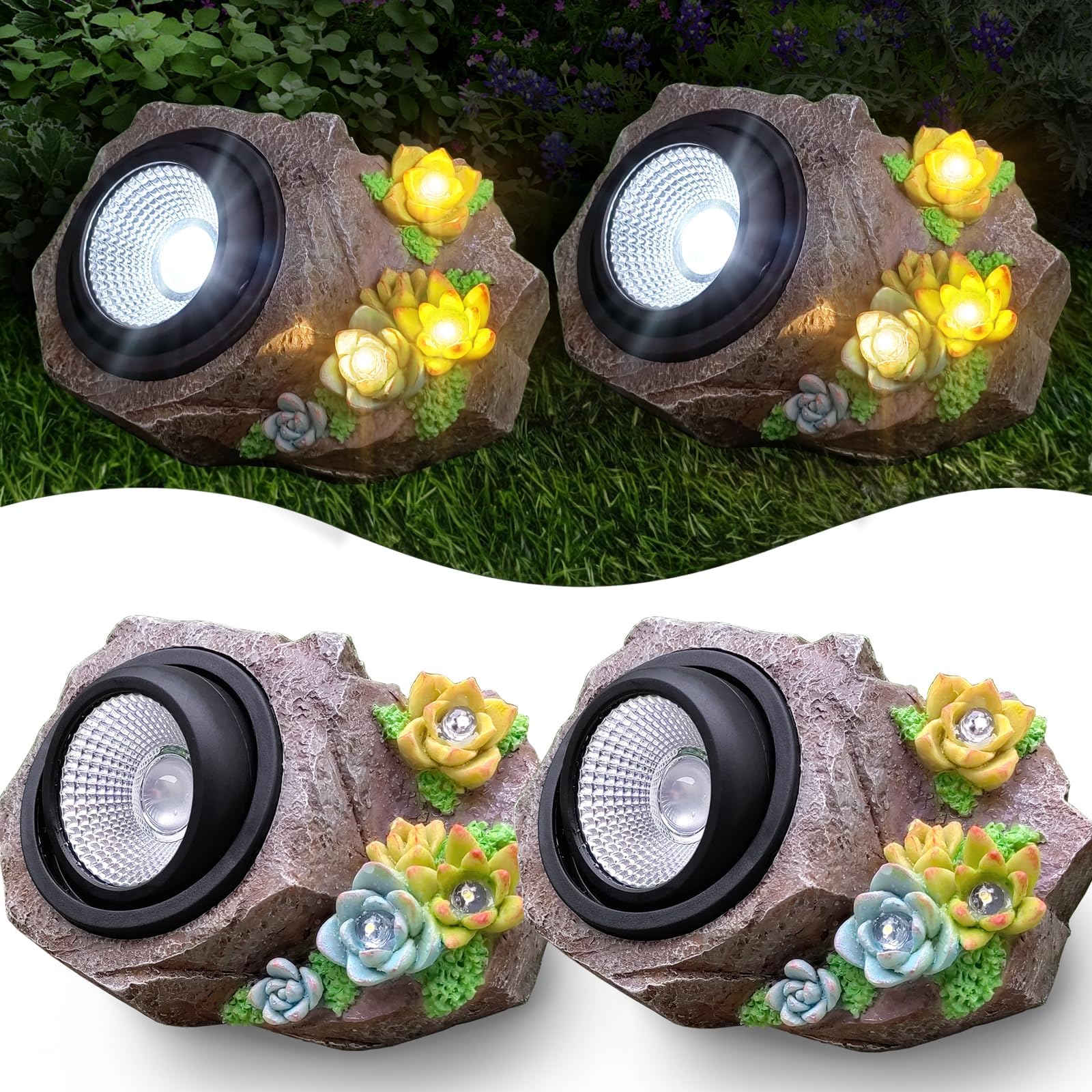 Amazon.com : Kole Imports OL376 Solar Powered LED Garden Rock Light ...