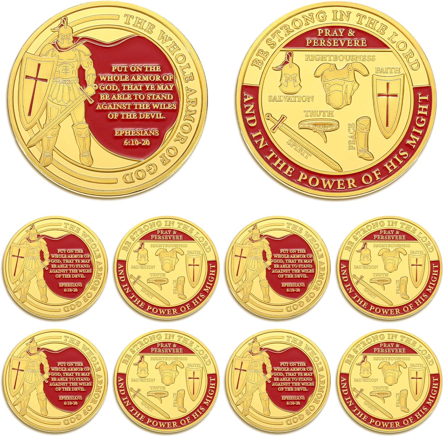 Amazon.com: Nosiny 10 Pcs Put on The Whole Armor of God Coin Religious ...
