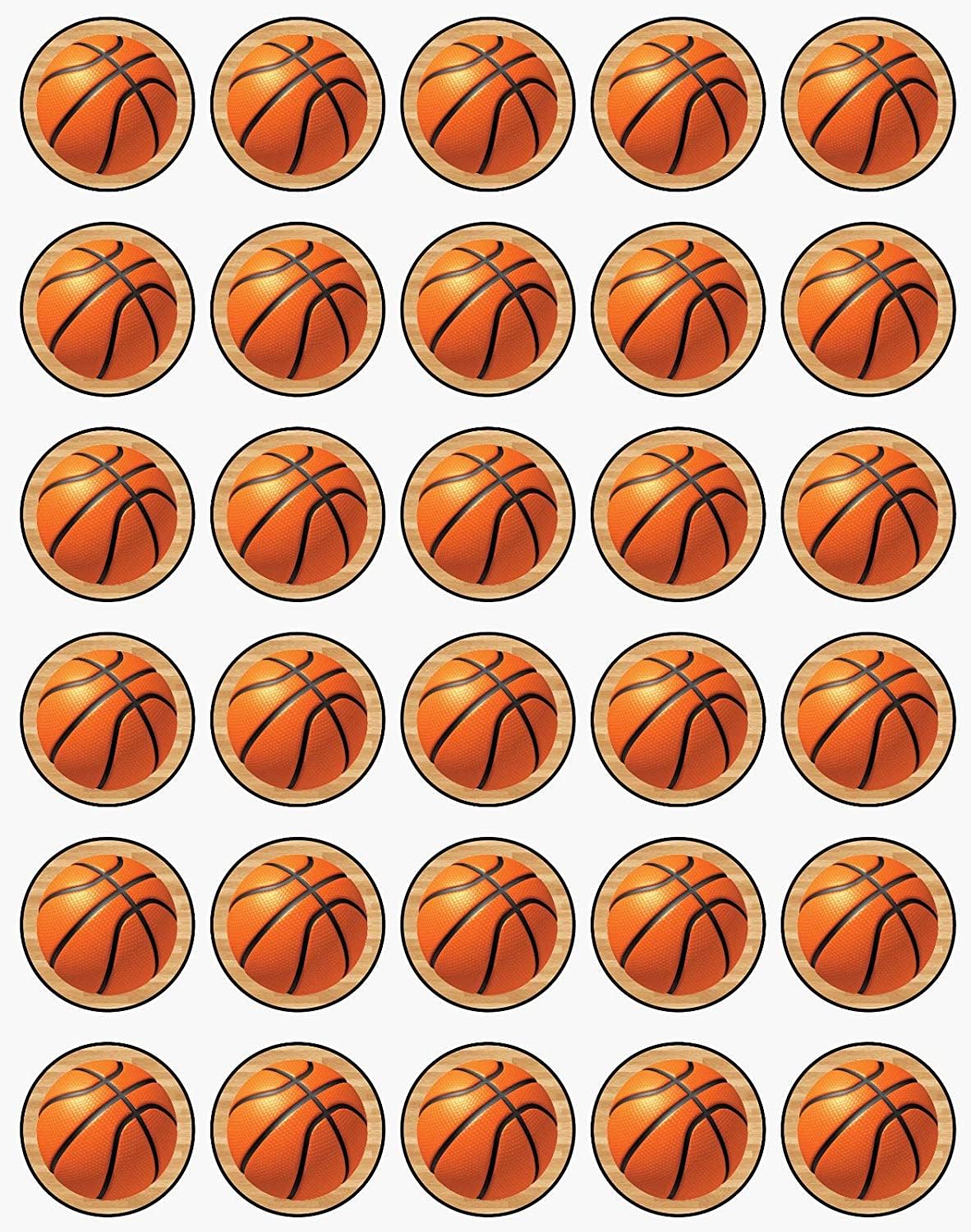 Amazon.com: 30 x Basketball Themed Edible Cupcake Toppers | Uncut on ...