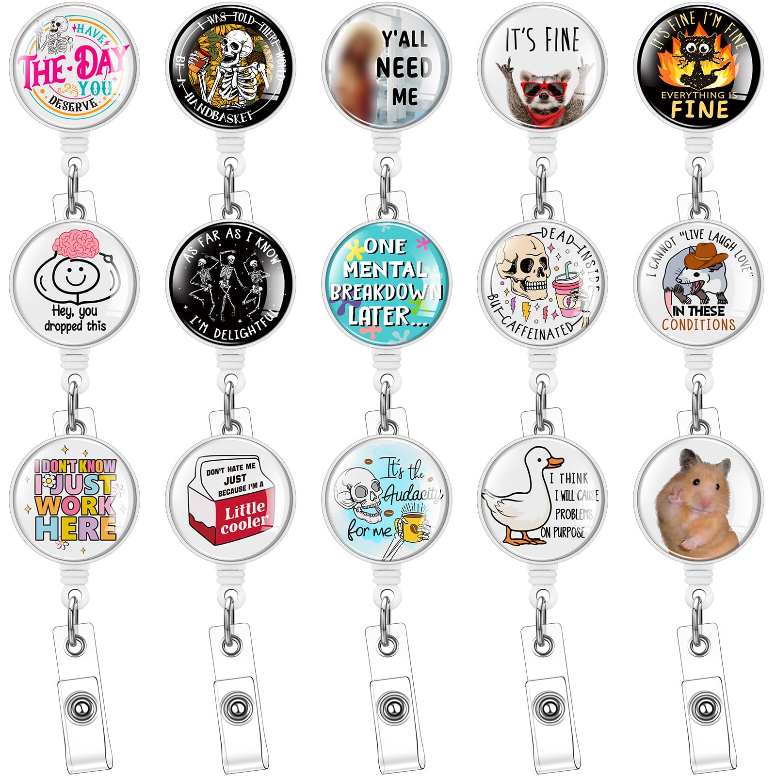 Amazon.com : Landical 15 PC Funny Badge Reel Funny Nurse Retractable ...