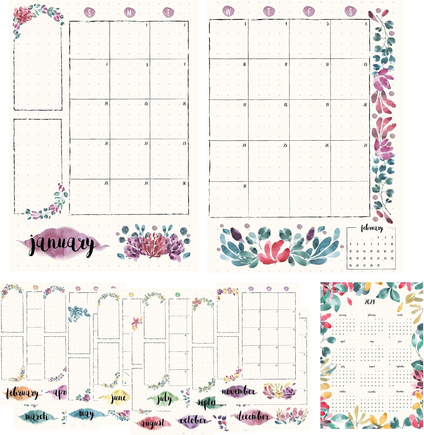 2024 Monthly Calendar Planner Stickers Compatible with A5 Bullet Dot ...