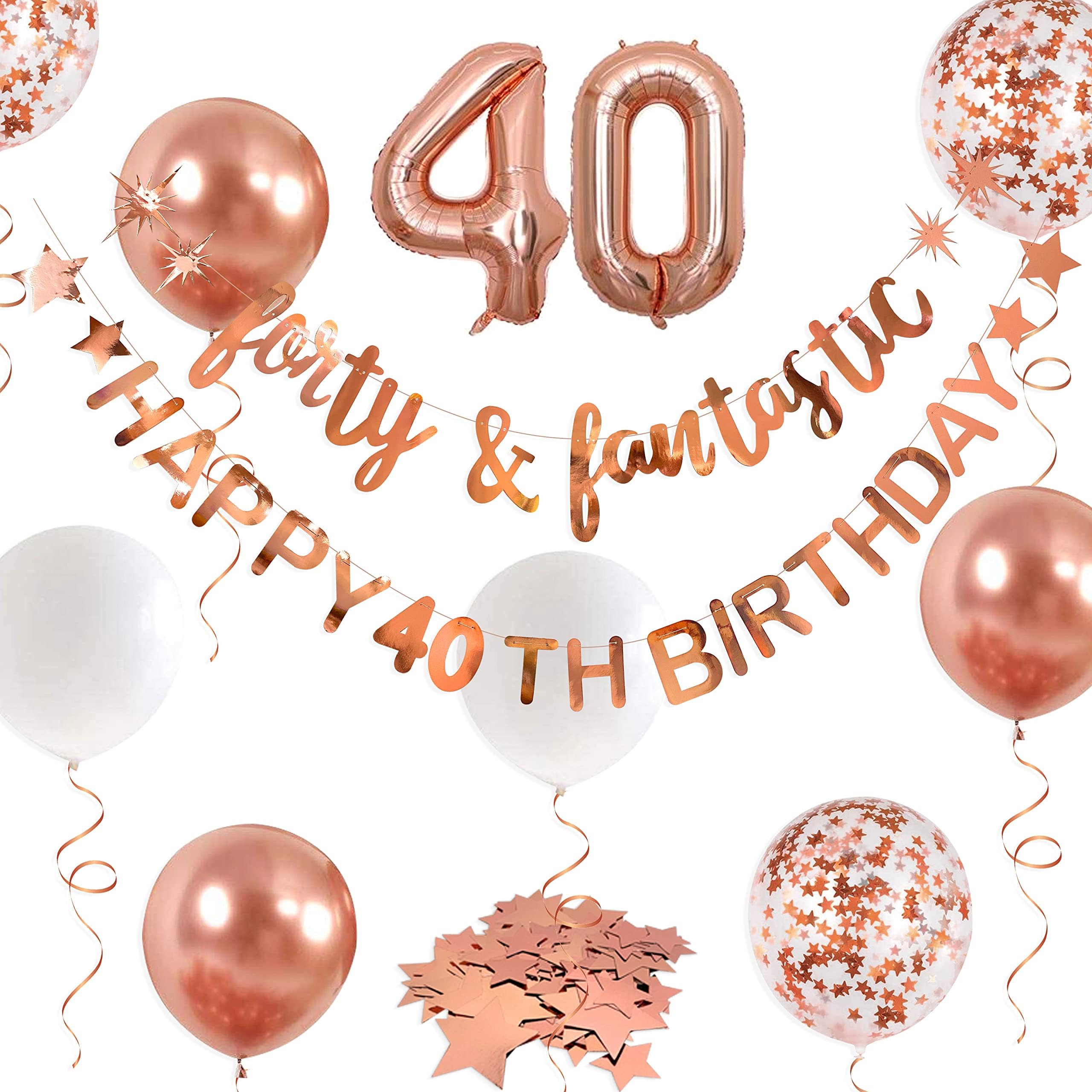 Amazon.com: Rose Gold 40th Birthday Decorations for Women Forty ...