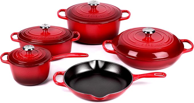 Amazon.com: Le Creuset Signature Cast Iron Cookware Set - 9 Piece ...