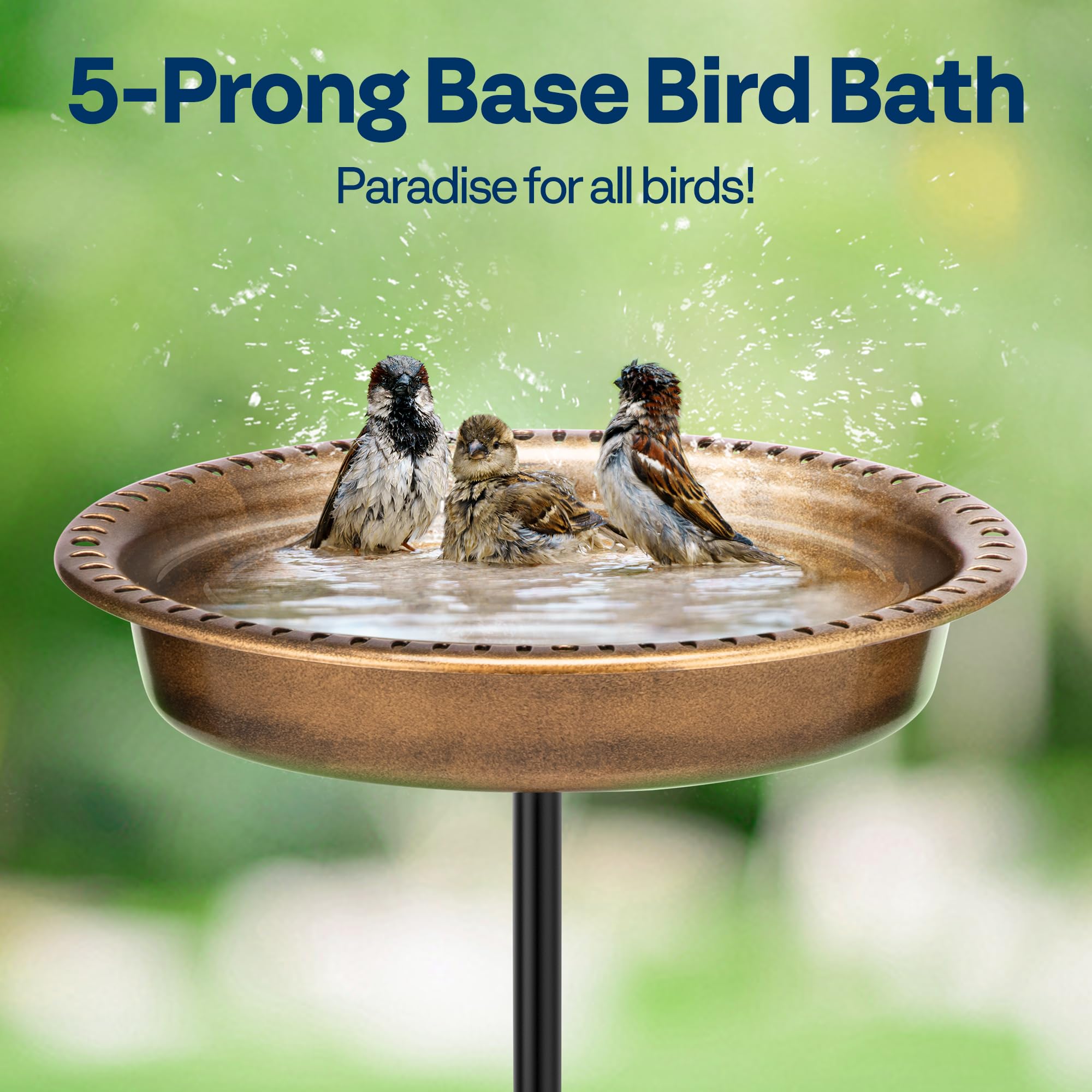 Snapklik.com : VIVOHOME Oval Polyresin Bird Bath Bowl