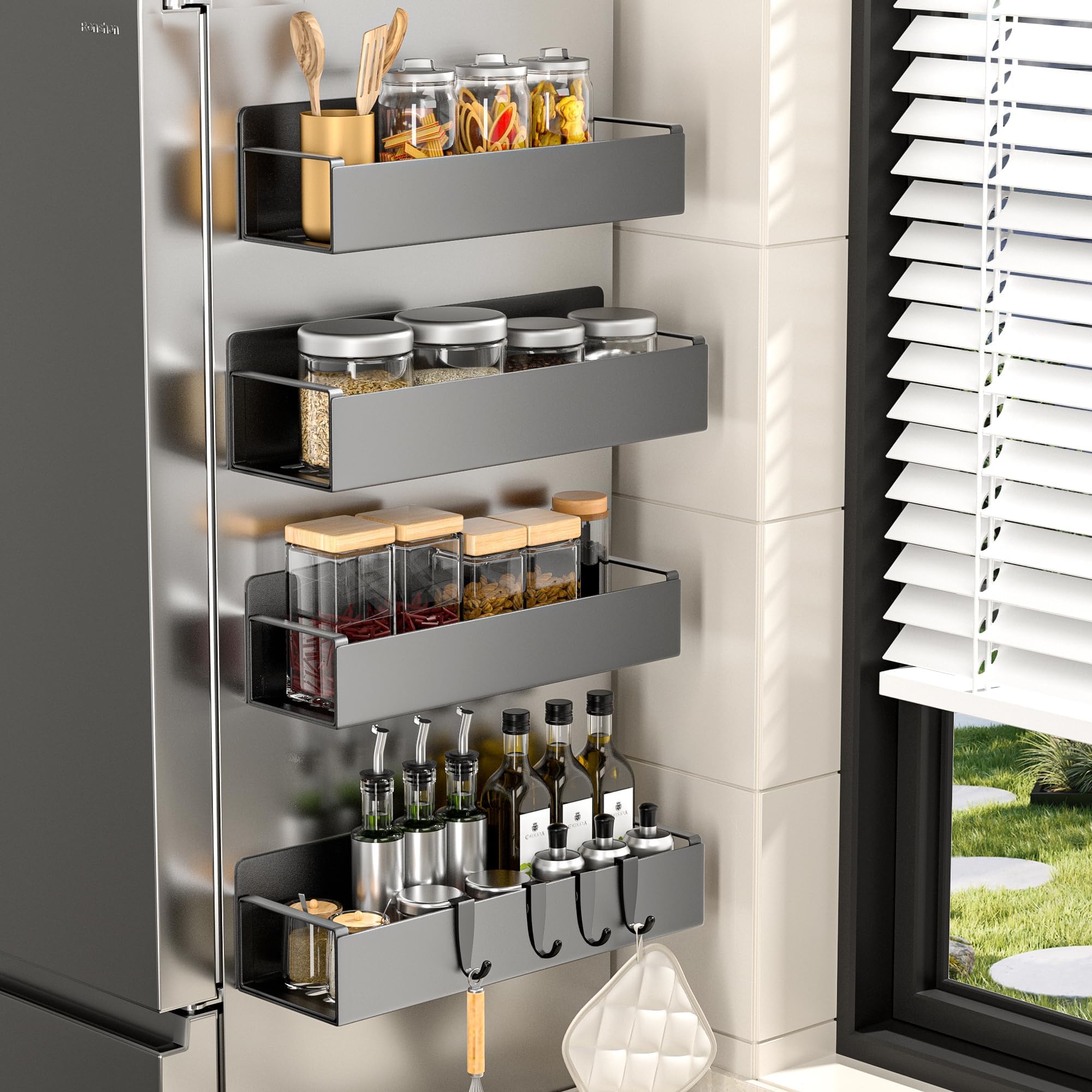 Amazon.com: EUNOMOS Magnetic spice rack set for refrigerator, space ...