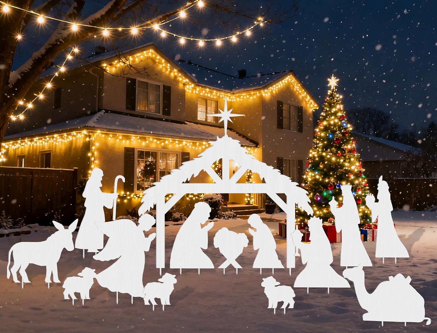 Amazon.com : Geelin 15 Pcs 47 Inch Large Nativity Scene Yard Sign ...