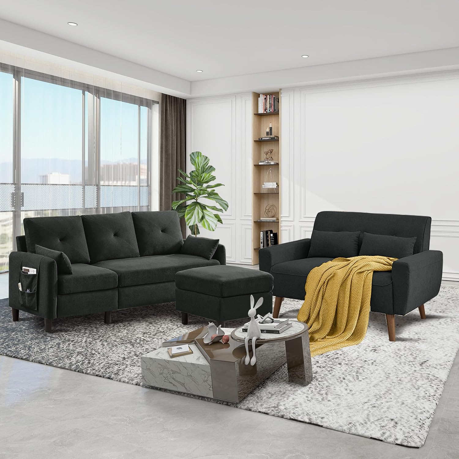Amazon.com: Enobala 2 Piece Sofa Set, Modern 3 Seater Sofa and Loveseat ...