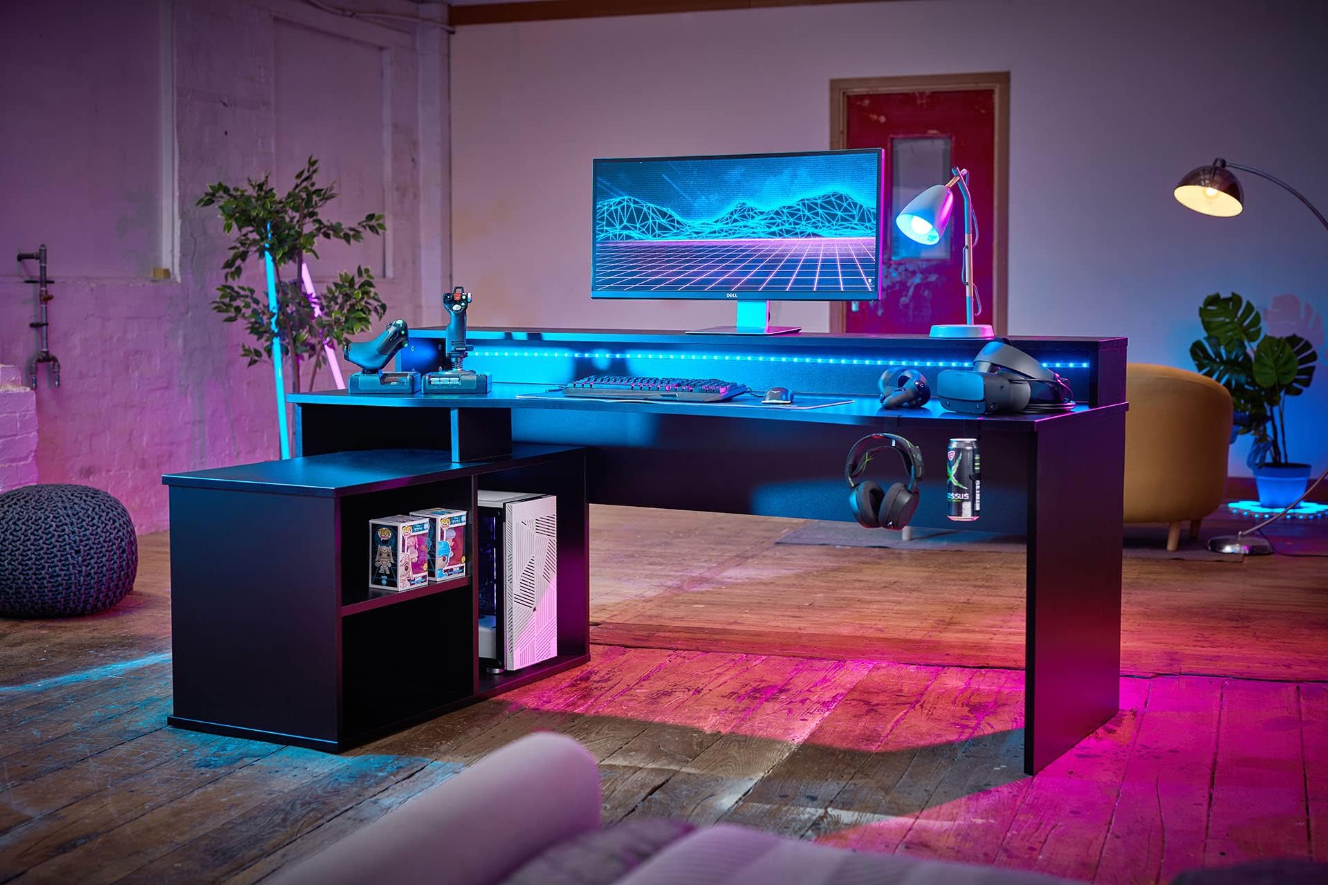 Large Corner Computer and Gaming Desk Table with Keyboard Shelf and CPU ...