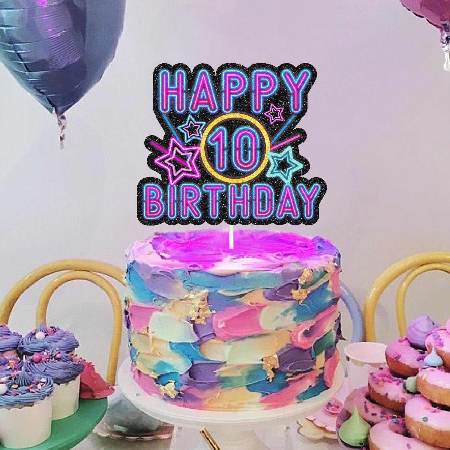Neon For A 10th Birthday Cakes For Girls 🩷🧡💛Glow Party