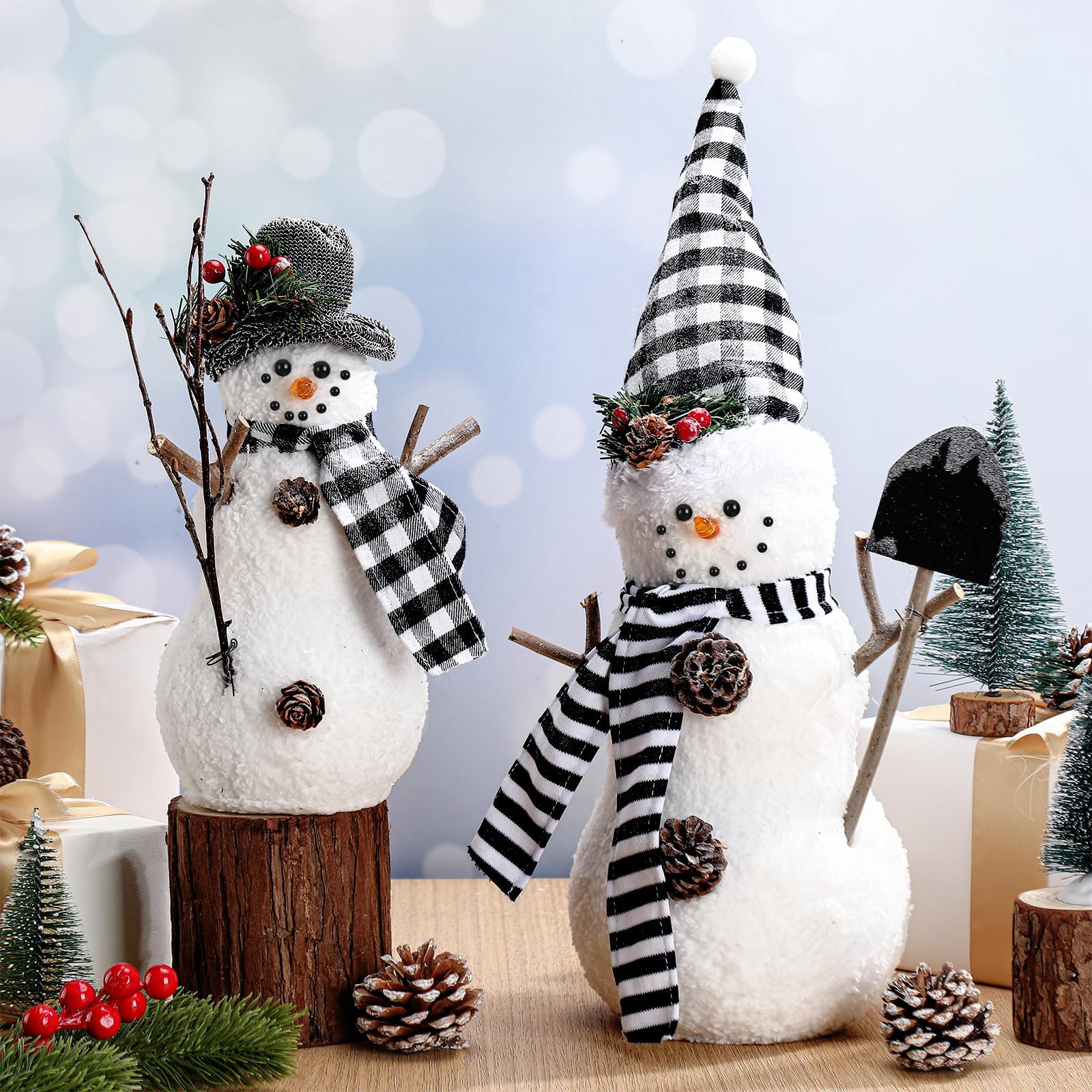 Amazon.com: 3 Pcs Snowman Christmas Tabletop Decorations Rustic Wood ...