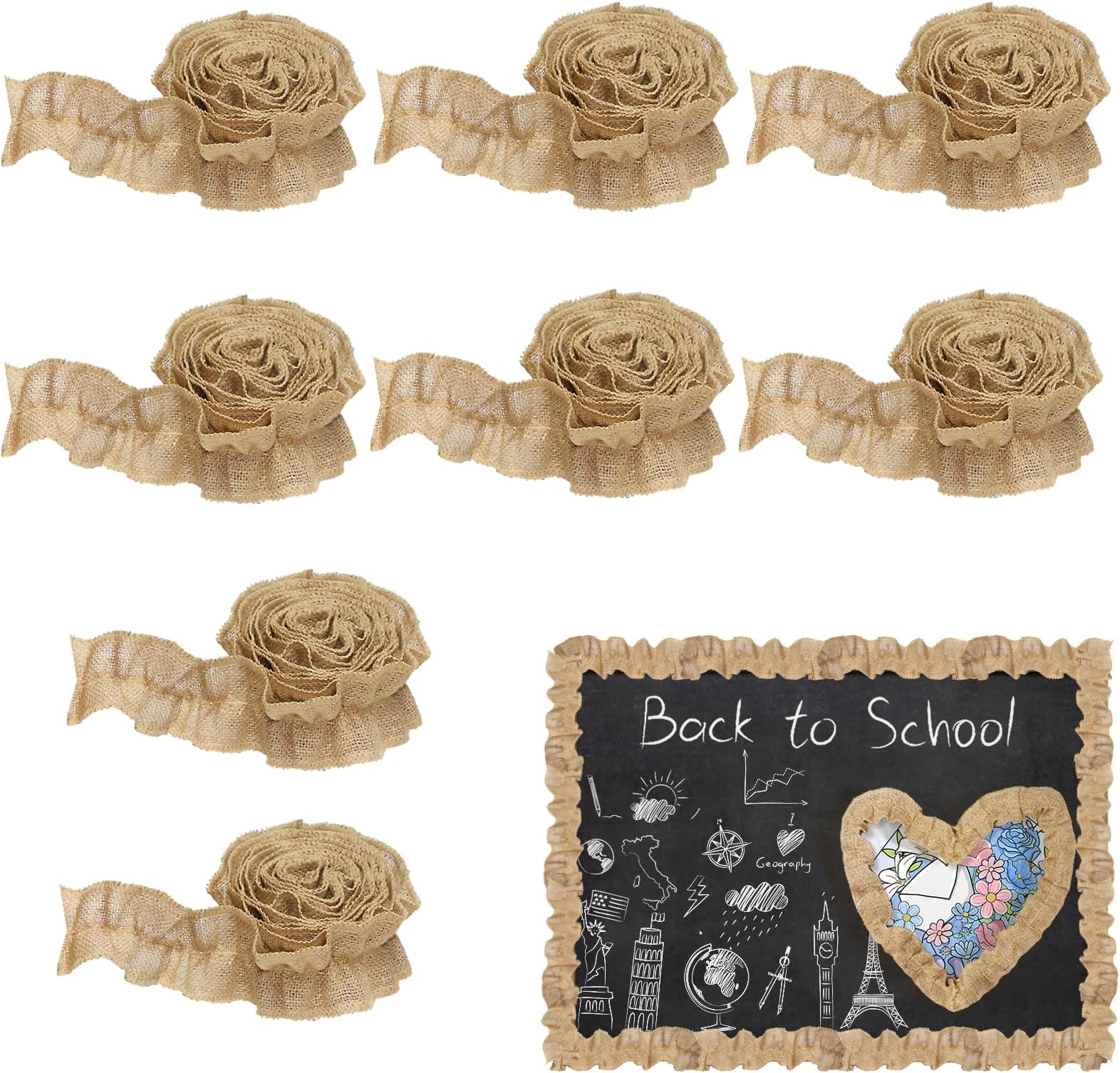 Amazon.com: 3 Rolls - 2 inch x 48 inch Ruffled Burlap Craft or Bulletin ...