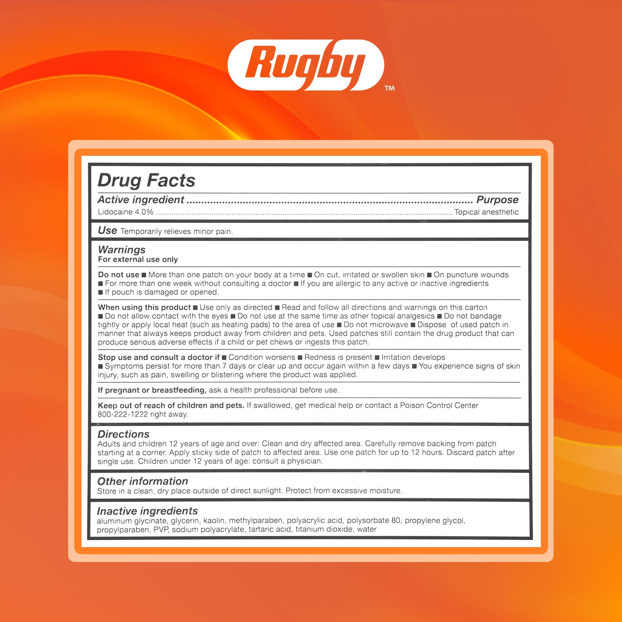 Snapklik.com : Rugby Maximum Strength 4% Lidocaine Pain Relief Patch ...