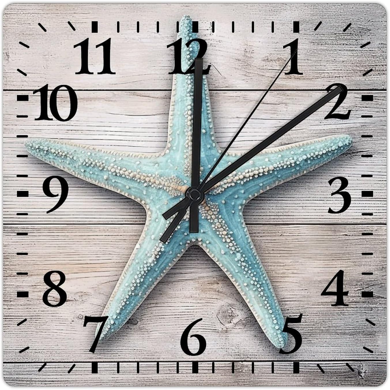 Amazon.com: COCOKEN Starfish Wall Clock Ocean Time Coastal Wooden Clock ...
