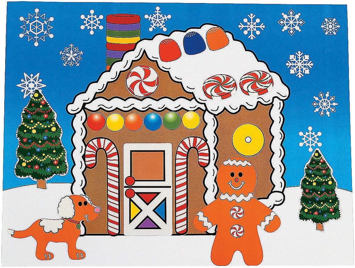 Amazon.com: Fun Express DIY Gingerbread House Sticker Scenes (12 Paper ...
