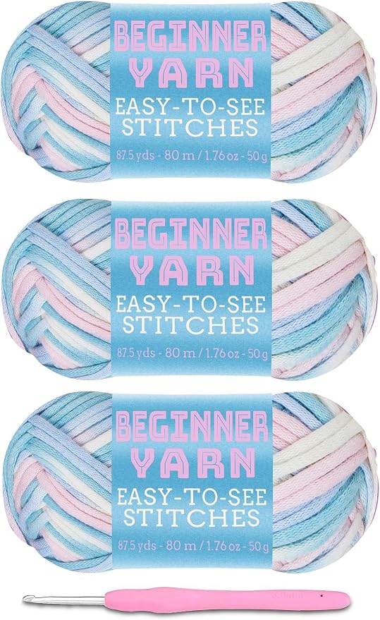 Amazon.com: 3x50g Beginners Pink Blue Purple Mixed Yarn, 260 Yards Yarn ...