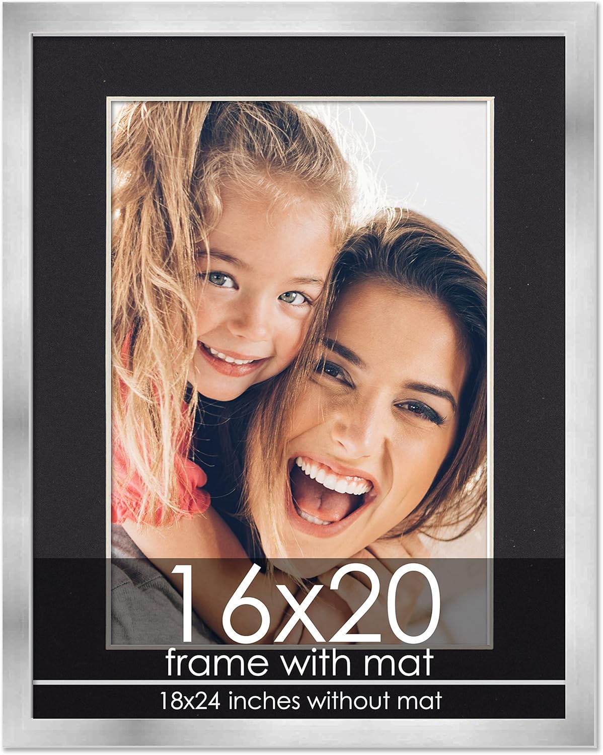 Amazon.com - 16x20 Frame with Mat - Silver 18x24 Frame Wood Made to ...