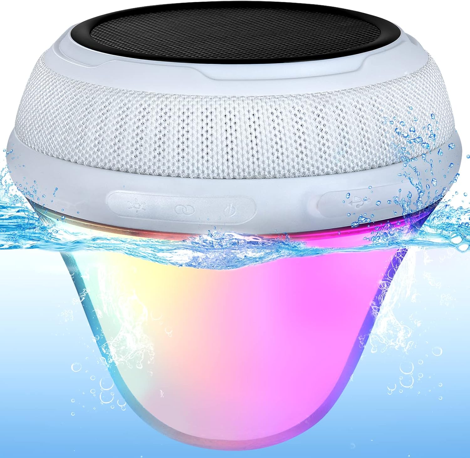 Portable Bluetooth Pool Speaker with Colorful Lights, IPX7 Waterproof ...