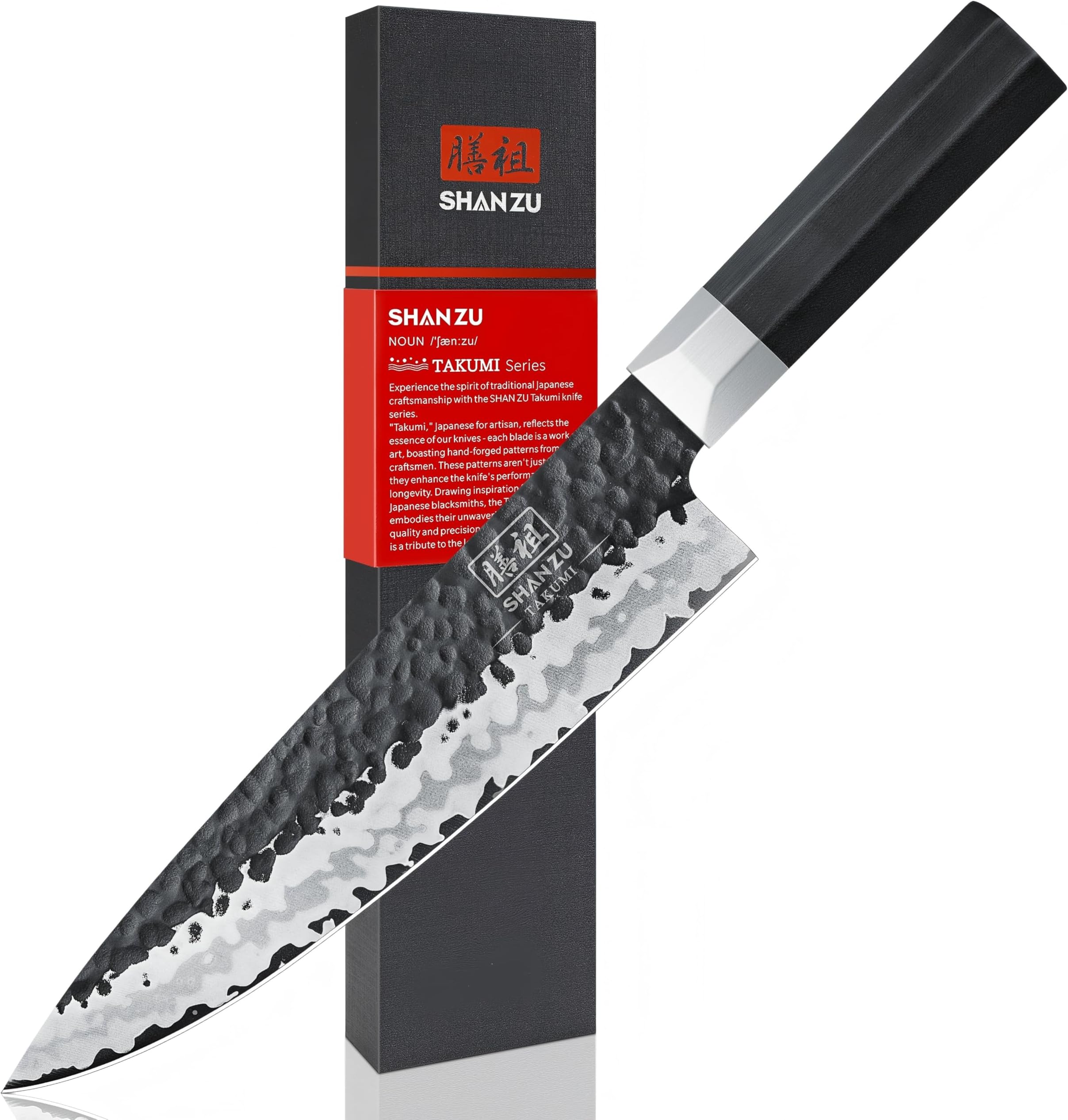 SHAN ZU Cuchillo de Chef Forjado a Mano, 20cm Cuchillo de Cocina ...