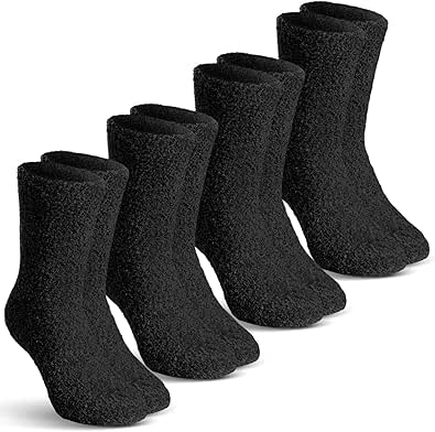 Pembrook Fuzzy Socks with Grippers for Men and Women - 4 Pairs Non Skid ...
